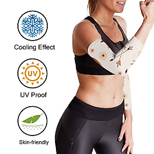 Women UV Sun Protection Arm Sleeves 1 Pair, Sun-protective Cooling Sleeves Arrow Elegant Deer, Arm Cover Shield for Men Cycling Golf Hiking Running Outdoor Sports XL