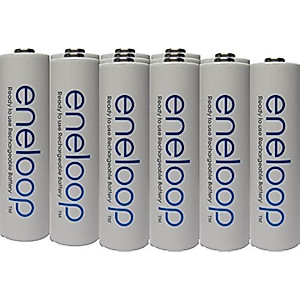 Eneloop Newest Version Panasonic 4rd Generation 12 Pack AA NiMH Pre-Charged Rechargeable Batteries -Free Battery Holder- Rechargeable 2100 Times