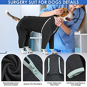 MORVIGIVE Surgical Onesie for Dogs - Grey, XLarge - Dog Surgical Recovery Suit Male, Dog Pajamas with Long Sleeves, Abdominal Wound Bandages Surgical Suit for Female Dogs Spay - Beagle, Corgi
