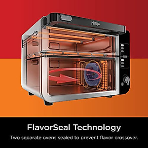 Ninja DCT401 12-in-1 Double Oven with FlexDoor, FlavorSeal & Smart Finish, Rapid Top Oven, Convection and Air Fry Bottom Oven, Bake, Roast, Toast, Air Fry, Pizza and More, Stainless Steel