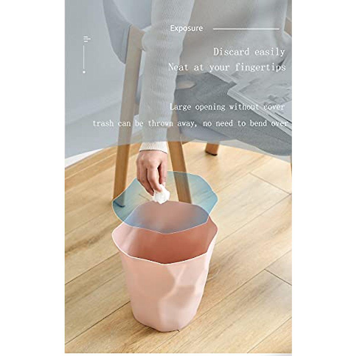 Wansan Irregular Trash Can Trash Can Plastic Trash Can Trash Can Fashion Simple Office Trash Can Without Lid, Kitchen Home Office Bedroom Office-yellow, 26x27x16cm