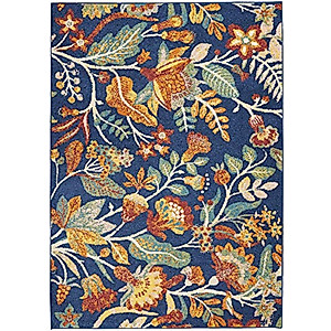 Nourison Allur Modern Navy Multicolor 4' x 6' Area -rug, Easy -cleaning, Non Shedding, Bed Room, Living Room, Dining Room, Kitchen (4x6)