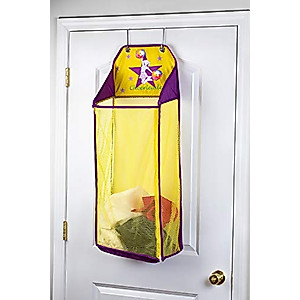Store & Score Over The Door Hanging Kids Fun LED Cheerleader Light-Up Collapsible Mesh Laundry Hamper, Toy Chest, Heavy Duty Metal Hooks Included. Patent Pending.