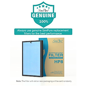 SimPure HP8 Original HEPA Replacement Filter Compatible with SimPure HP8 Air Purifier, SP-HP8-RF (NOT for Other SimPure Air Purifiers)