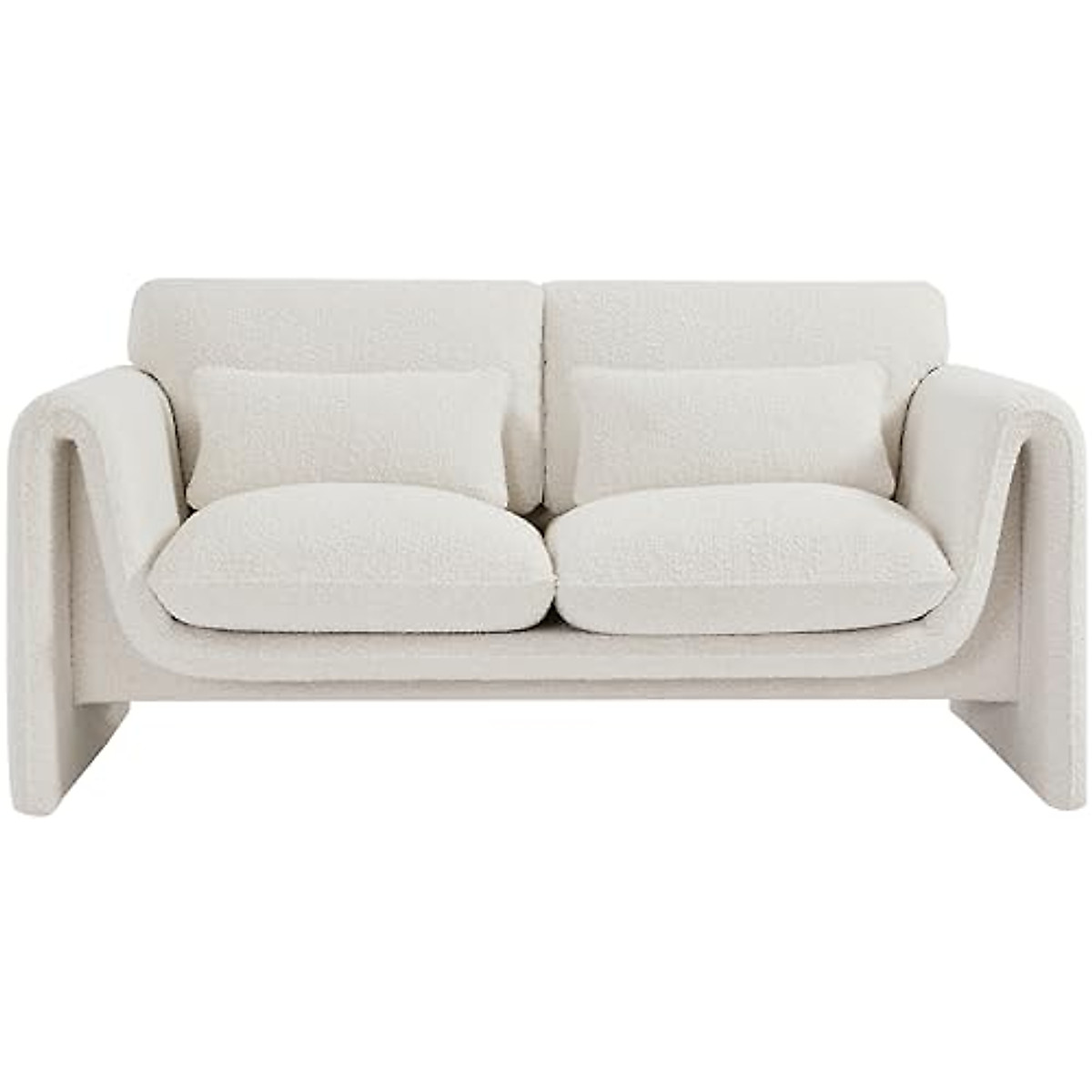 Meridian Furniture 198Cream-L Stylus Collection Modern | Contemporary Boucle Fabric Upholstered Loveseat with Rich Cream Boucle Fabric, Curved Arms, 64" W x 38" D x 31" H, Cream