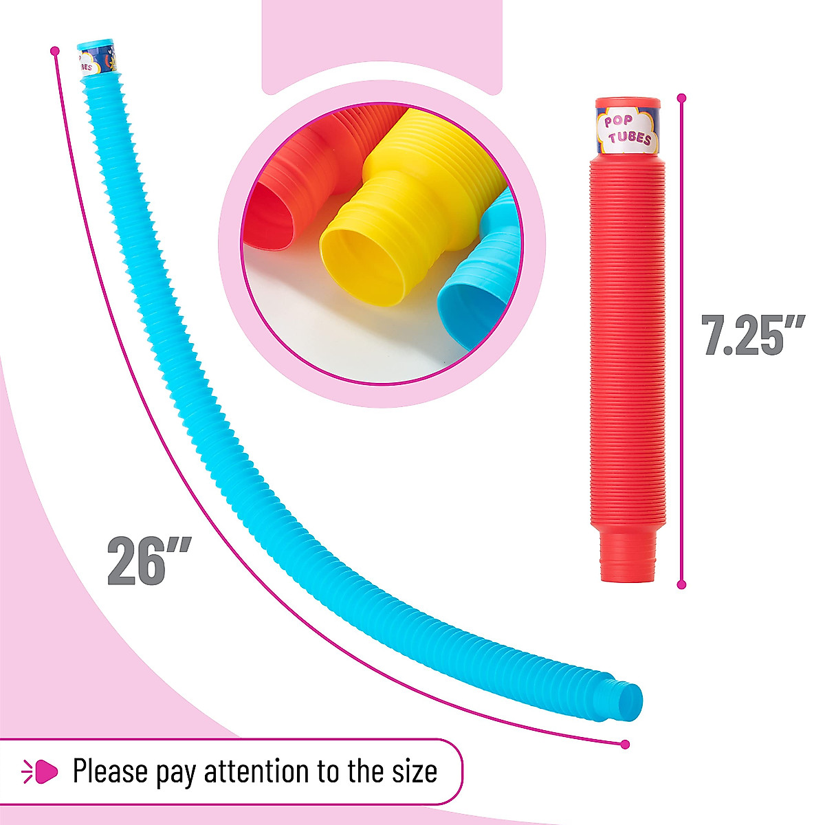 Mr. Pen- Pop Tubes Sensory Toys, 6 Pack, Large, Pop Tubes, Pop Tube, Pop Tubes Fidget Toys, Fidget Tube, Sensory Tubes for Toddlers, Tubes for Kids, Sensory Fidget Tubes, Sensory Tube
