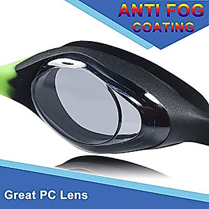 PHELRENA Kids Swim Goggles with Earplugs Nose Clip, Swimming Goggles with Anti-UV, Anti-fog Lenses