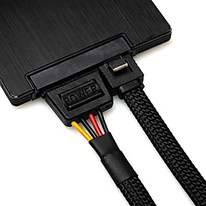CRJ 15-Pin SATA Power Y Splitter Cable - 12-inch (30cm), Black Sleeved - 2 Way ATX 15-Pin SATA Power Splitter for Computer SSDs and HDDs