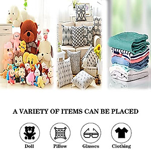 Stuffed Animal Toy Hammock Macrame With String Light Hanging,Stuffed Animal Organizer Wall Corner Toy Storage Holder Stuffed Animal Display,Bohemian Tassel style Kid Nursery living Roombedroom Decoration