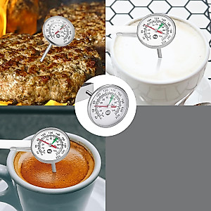 Efengcook 1 3/8 Inch Dial Milk Coffee Food Thermometer with Clip,Best Instant Read Thermometer for The Coffee Drinks,Chocolate Milk Foam,Meat Cooking