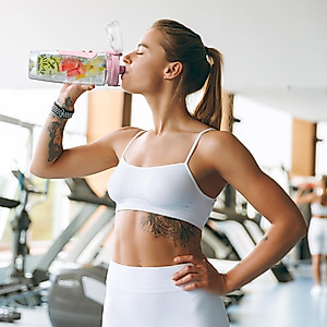 Zulay 34 oz Large, Leakproof Fruit Infuser Water Bottle With Sleeve And Anti-Slip Grip - Men and Women's Ideal Fitness Gift Or For Gym, Camping, and Travel - Cotton Candy Pink