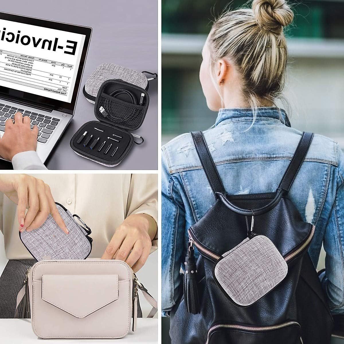 10Piece Type C Adapter Kit, Compatible with Micro-USB/Type-C/USB/1 -p Hone Cable,Foam Insert Travel Case with Carabiner, Includes USB Type C Cable