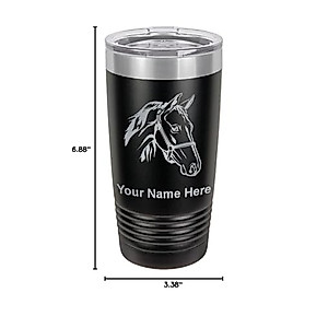 LaserGram 20oz Vacuum Insulated Tumbler Mug, Horse Head 2, Personalized Engraving Included (Black)