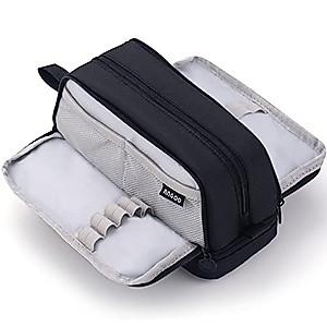 CICIMELON Large Capacity Pen Pencil Case with 4 Compartments, Multi-Slot Pencil Pouch Bag Aesthetic School Supplies Organizer for Teens Adults (Black)