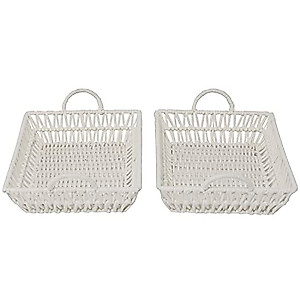 The Novogratz Cotton Handmade Woven Storage Basket with Handles, Set of 2 19", 18"W, White