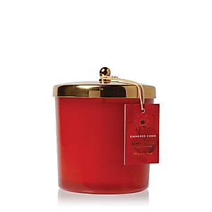 Thymes Simmered Cider Harvest Red Poured Candle - Warm & Spicy Scented Candle with Notes of Apple, Clove, and Cardamom - Luxury Home Fragrance - Red Candle (13 oz)