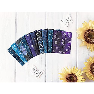 Craftido -25 Options- 100% Cotton Quilting Fabric Bundles 10pcs Fat Quarters 18”x21”-Medium Weight 5.2 oz- for Quilting, Sewing Project, Patchwork, DIY Crafts – Starry Sky