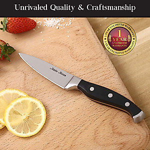 Master Maison 3.5" Professional German Stainless Steel Paring Knife Set w/Dual Sharpener & Edge Guard - Peeling Chef Kitchen Set - Kitchen Pairing Knives - Ultimate, Sharp Blade Kitchen Prep Knives