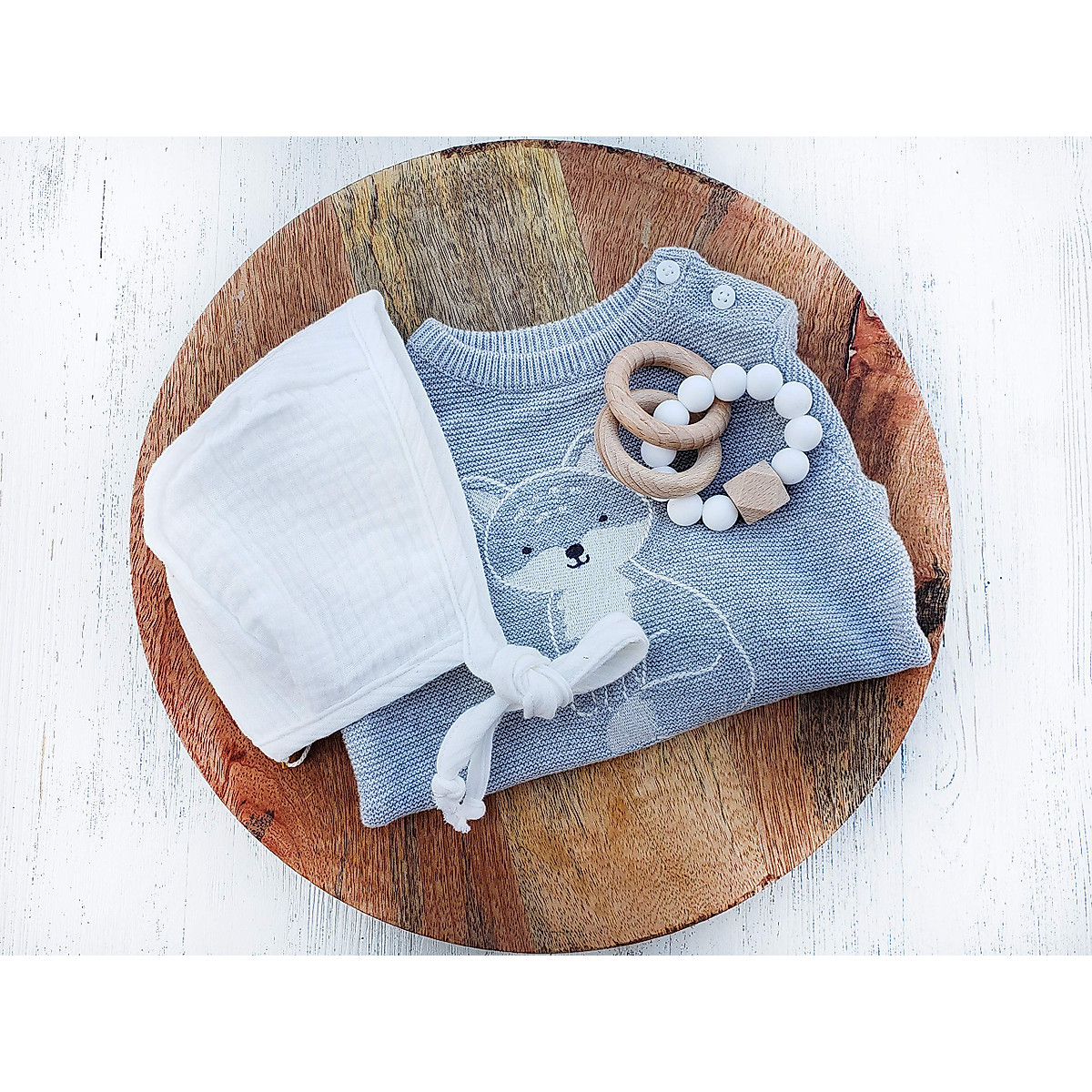 Baby Bonnet White Christmas Baby Girls Boys Bonnet Hat Soft Cotton Muslin Holiday Winter Spring Summer Fall (White NO Trim, premie/nb)