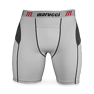 Marucci Mens Elite Shorts With Cup, X-large, White Sports, MASLCP-W-YXL, Youth Padded Slider, White, X-Large US