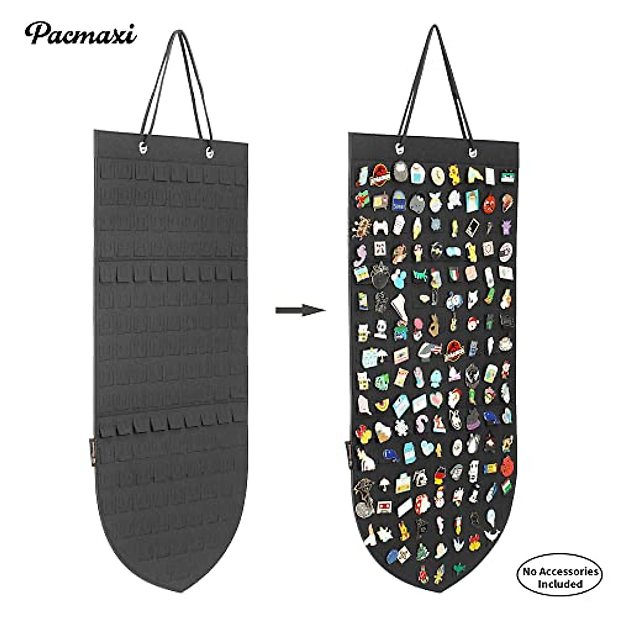 Hanging Brooch Pin Storage Organizer, Pin Wall Display Banner for Display Pins, Buttons and Lapel Collections, Brooch Pin Collection Storage Holder Holds Up to 141 Pins. (Black 1)