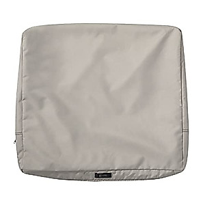 Classic Accessories Ravenna Water-Resistant 21 x 20 x 4 Inch Outdoor Back Cushion Slip Cover, Patio Furniture Cushion Cover, Mushroom