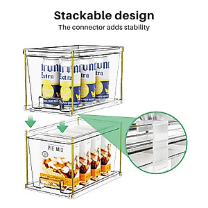 4Pack Large Stackable Kitchen Storage Drawers Multi-purpose under Sink Acrylic Drawers Organizers Clear Drawer Organizers Bins with Handles for Bathroom Kitchen Pantry