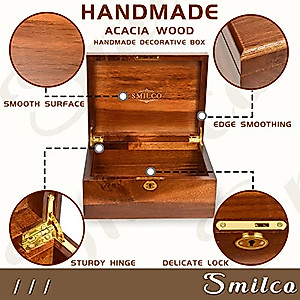Smilco Wooden Storage Box with Lock - Elegant Acacia Design
