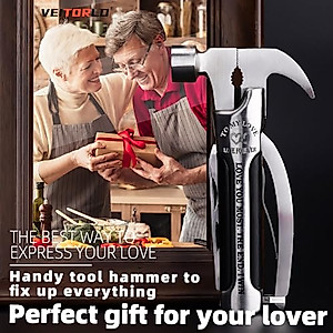 VEITORLD All in One Survival Tools Hammer Multitool with Engraved Wooden Box, Stocking Stuffers for Husband Him, Gifts for Husband for Christmas, Husband Gifts from Wife, I Love You Gifts for Him