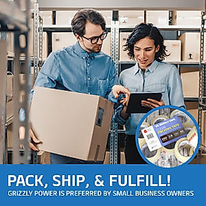 Grizzly Power Clear Packing Tape Refill Rolls for Shipping, Moving, Packaging - True 2 Inch x 65 Yards, 2.8mil Thick, 12 Rolls