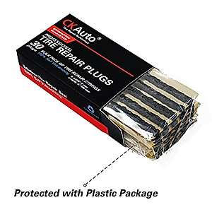 CKAuto 30pcs 4" Black Tire Repair Strings, Automotive Tool Tire Repair Plugs for Tubeless Off-Road Tires Car, Bike, ATV, UTV, Wheelbarrow, Mower