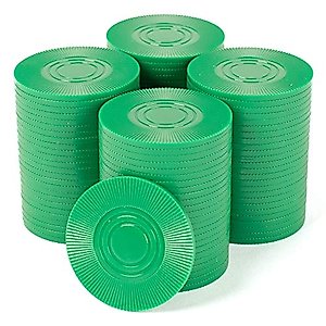 Brybelly 100-pack Interlocking Poker Chip Set - 2 Gram Lightweight Plastic Chips for Texas Hold Em Poker, Card Games, Casino Night, Mathematics Counting Learning, Large Bingo Markers (Green)