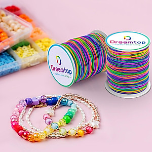 Dreamtop 1mm Stretchy Bracelet String, 100 Meters Rainbow Bead String Elastic String for Bracelet, Pony Bead String Elastic Cord for Jewelry Bracelet Making, Necklace String and Crafts, 109 Yard