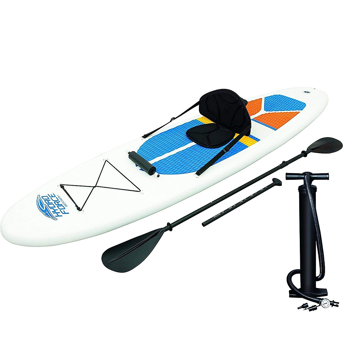 Bestway Hydro-Force White Cap 10 Foot Inflatable SUP Stand Up Paddle Board and Kayak w/Traction Pad, Backrest Seat, 3 Fins, and Aluminum Oar (2 Pack)