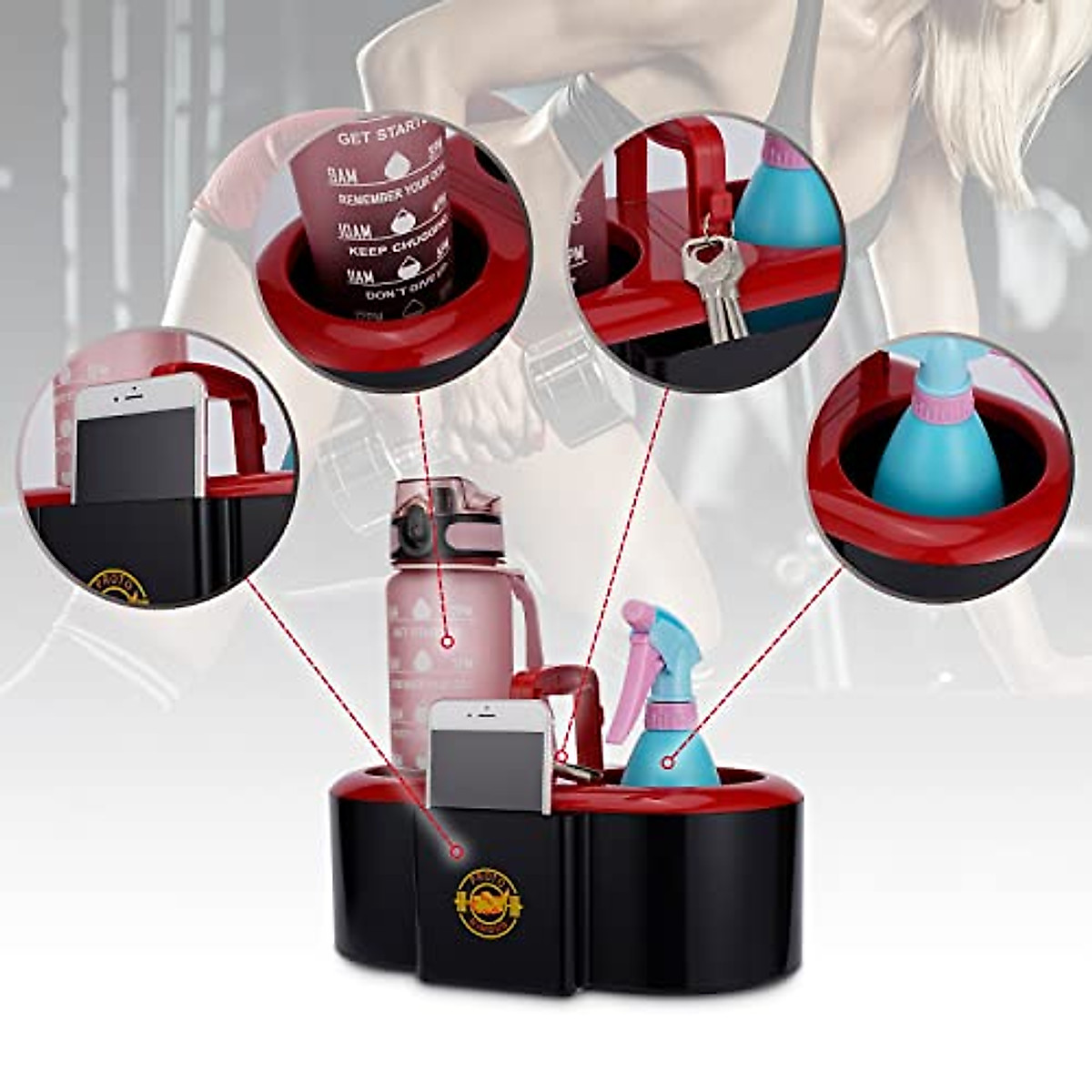ProtoNiMBUS The Original Multipurpose Bottle Caddy for Gym – Caddy Organizer for Phone, Keys, Water Bottle, Sprayer, Towel – Heavy-Duty Caddy Organizer with Handle – 12 x 6 x 4.5-inch