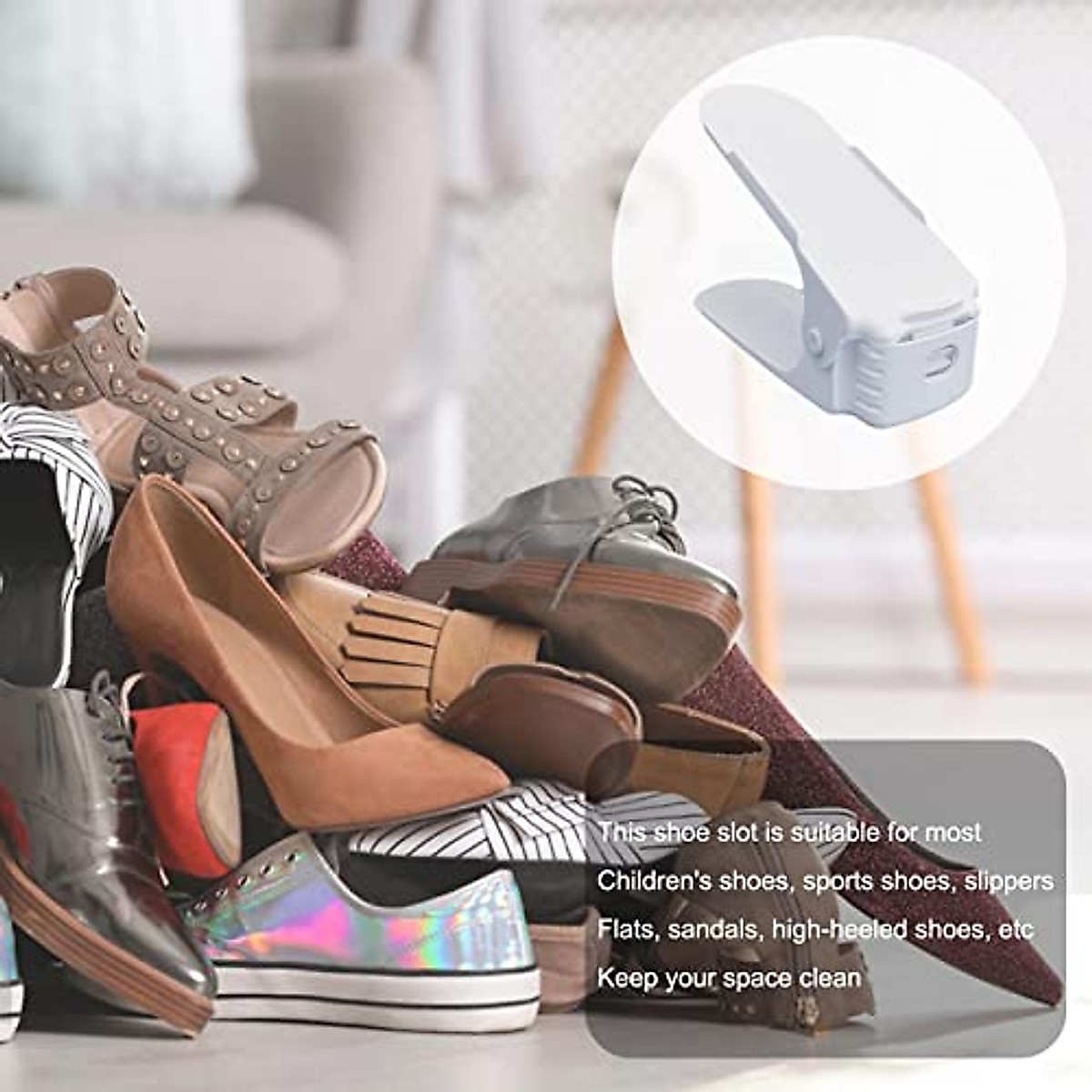 Shoe Slots - Space-Saving Double Layer Shoe Organizer Rack for Closet | 3-Level Shoe Rack Thickened Holder Storage Space Saver Yuxun