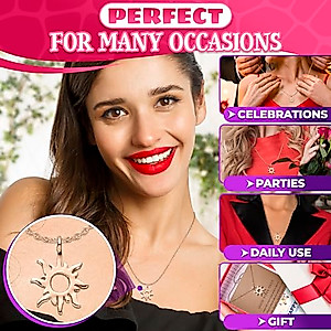 Sun Necklace With Gift Cards for Women - Golden Sun Pendant Necklace for Women Dainty Necklace Choker Necklace Friendship Gifts for Women - Cute Necklaces for Teen Girls Charm Necklace Gold Necklace