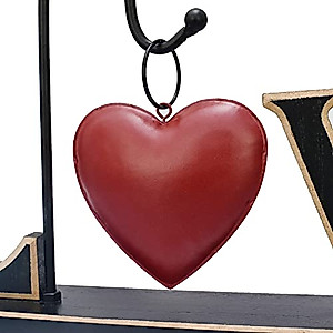 Rustic Wood Love Table Sign Freestanding Cutout Love Table Centerpiece Sign with Hanging Love Heart Decorative Love Word Sign Fireplace Tabletop Decor for Wedding Valentine's Day Gift