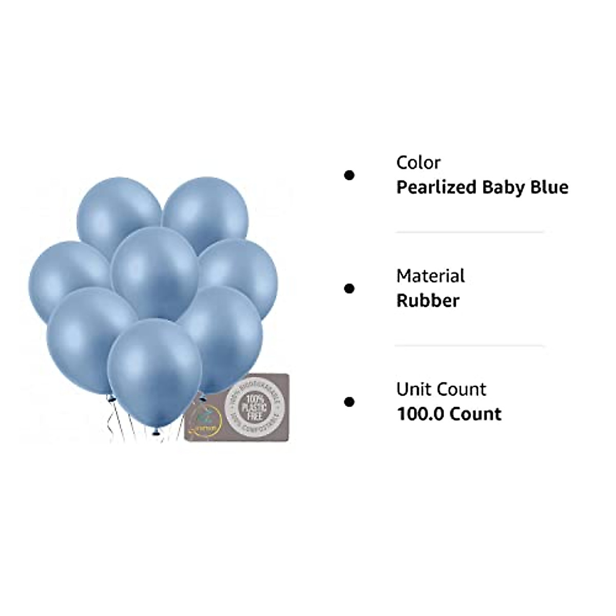 AFTERLOON® Biodegradable Mini Balloons 100 pcs Pearlized Caribbean Blue 5 Inch, Pearlescent Thickened Extra Strong Latex Helium Float, Baby Gender Reveal Garland Wedding Birthday Party Decorations