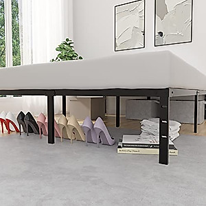Meberam Queen Size Bed Frame 14 Inch Heavy Duty Metal Platform Bed Mattress Foundation Support No Box Spring Need, Black