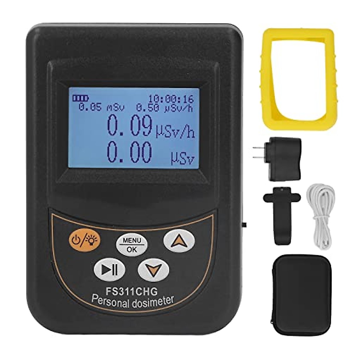 Beta Gamma X Ray Tester, 5 Dose Rate Unit High Accuracy Professional Nuclear Radiation Meter 8 Alarm Thresholds US Plug 100‑240V for Isotope Detection