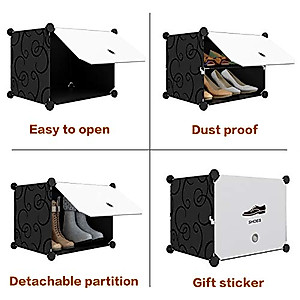 KOUSI Portable Shoe Rack Organizer 64 Pair Tower Shelf Storage Cabinet Stand Expandable for Heels, Boots, Slippers， 8 Tier Black