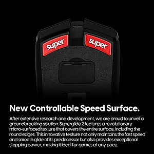Superglide2 - New Controllable Speed Textured Surface Smoothest Mouse Feet/Glides Made with Ultra Strong Glass Smooth and Durable Sole for Razer Viper Ultimate [Red]