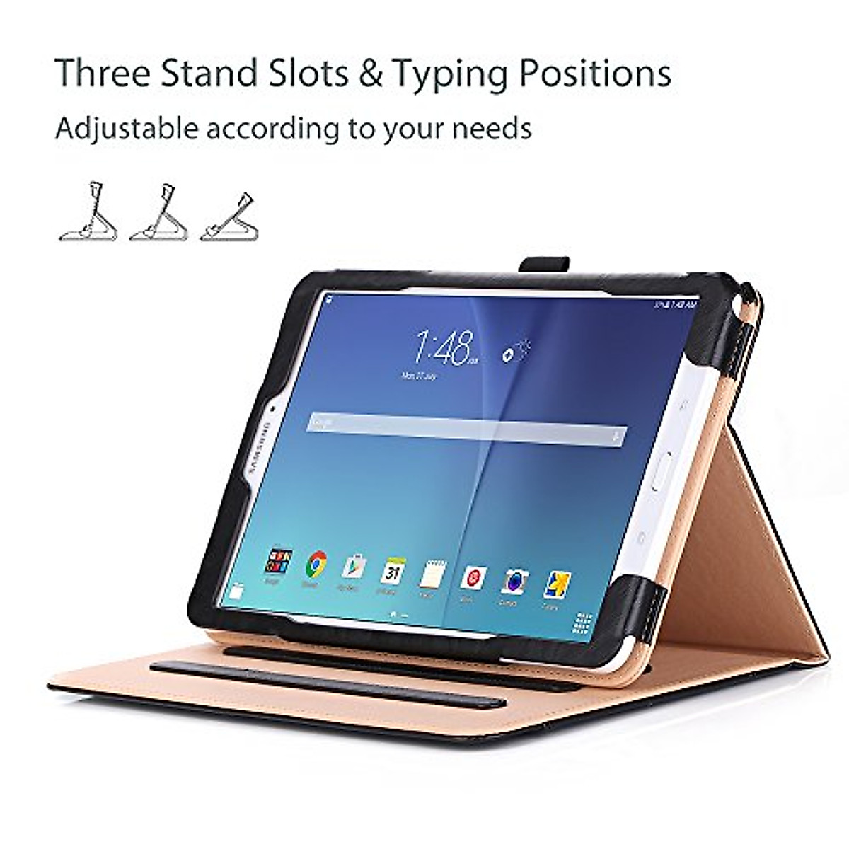 ProCase Galaxy Tab E 9.6 Case – Vintage Stand Folio Case Cover for Galaxy Tab E 9.6"/ Tab E Nook 9.6-Inch Tablet (SM-T560 / T561 / T565 and SM-T567V Verizon 4G LTE Version) -Black