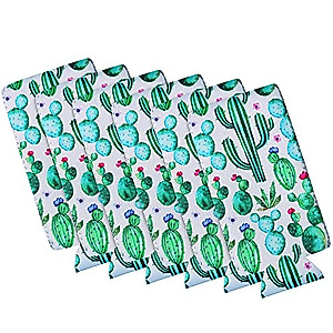 6 Pack Slim Can Coolers Skinny Can Sleeve 12oz Insulator Can Cooler Soft Neoprene Skinny Beer Coolies Cover Thick Tall Beverage Holder Bag for Energy Drink & Beer Cans, Cactus