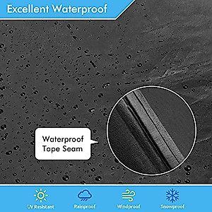 Fadedstop Fire Pit Cover Round 50Inch Heavy Duty 600D Waterproof and Windproof Gas Fire Pit Cover, Patio Fire Bowl Cover with Air Vent, 24”High Black