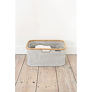 Brabantia Laundry Basket with Bamboo Top, Fabric, Grey, 40L