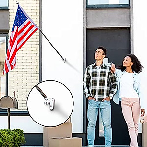 MoXwo 1" Dual Metal Flag Pole Holder for Outside House with 3 Fixing Clamps - Heavy Duty Aluminum Alloy Flag Holder for Outside 0.75 to 1 inch - Wind & Rust Resistant Flag Pole Holders Brackets-White