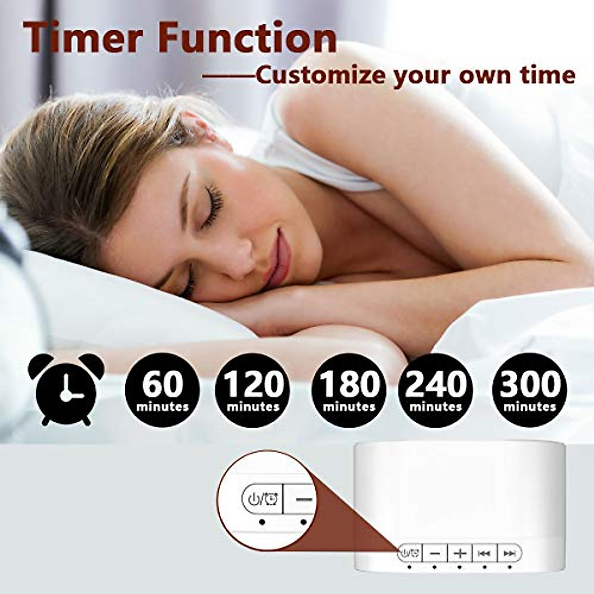 Magicteam Sound Machines White Noise Machine with 20 Non Looping Natural Soothing Sounds and Memory Function 32 Levels of Volume Powered by AC or USB and Sleep Sound Timer Therapy for Baby Kids Adults