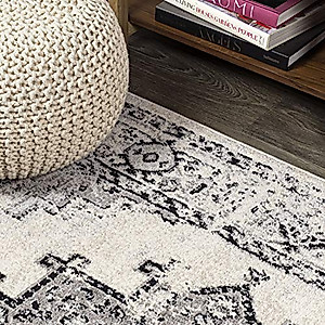 JONATHAN Y BMF107B-8 Inigo Cottage Medallion Indoor Area-Rug Bohemian Vintage Floral Easy-Cleaning High Traffic Bedroom Kitchen Living Room Non Shedding, 8 ft x 10 ft, Grey